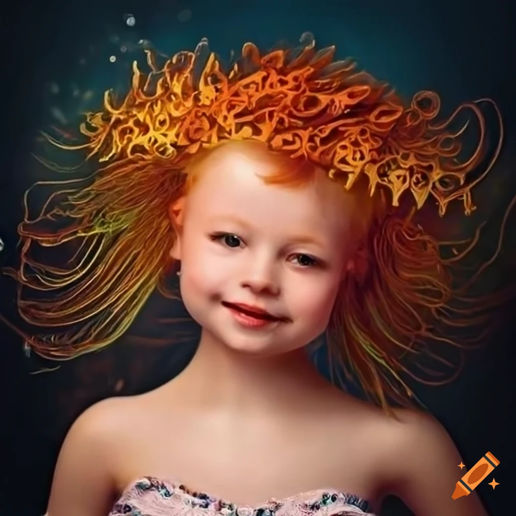 Colorful illustration of adorable ginger-haired girls