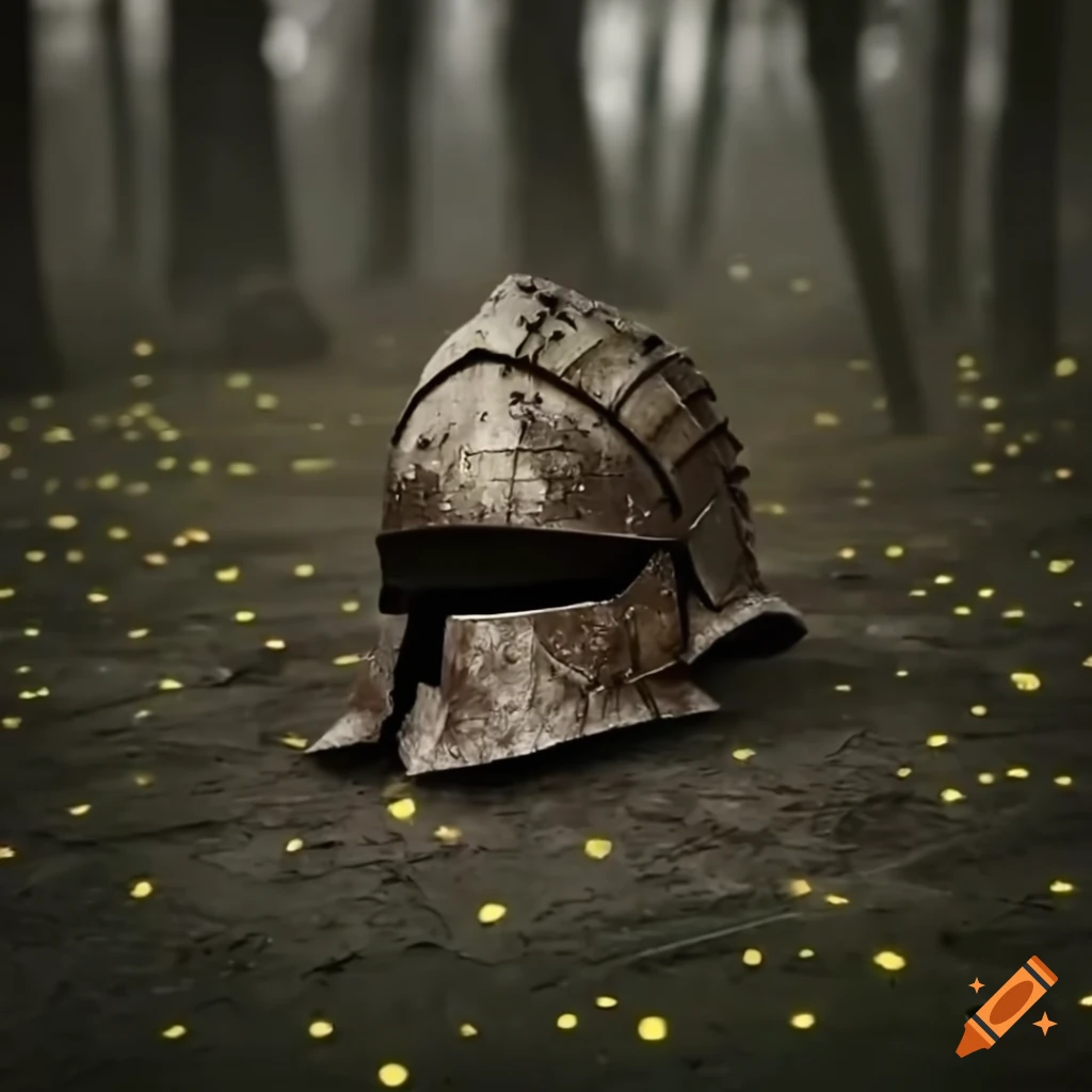 Image of a decaying knight armor in a dark forest on Craiyon