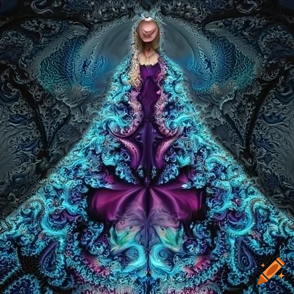 Dark cult robe with gothic gold design and pink crystals on Craiyon