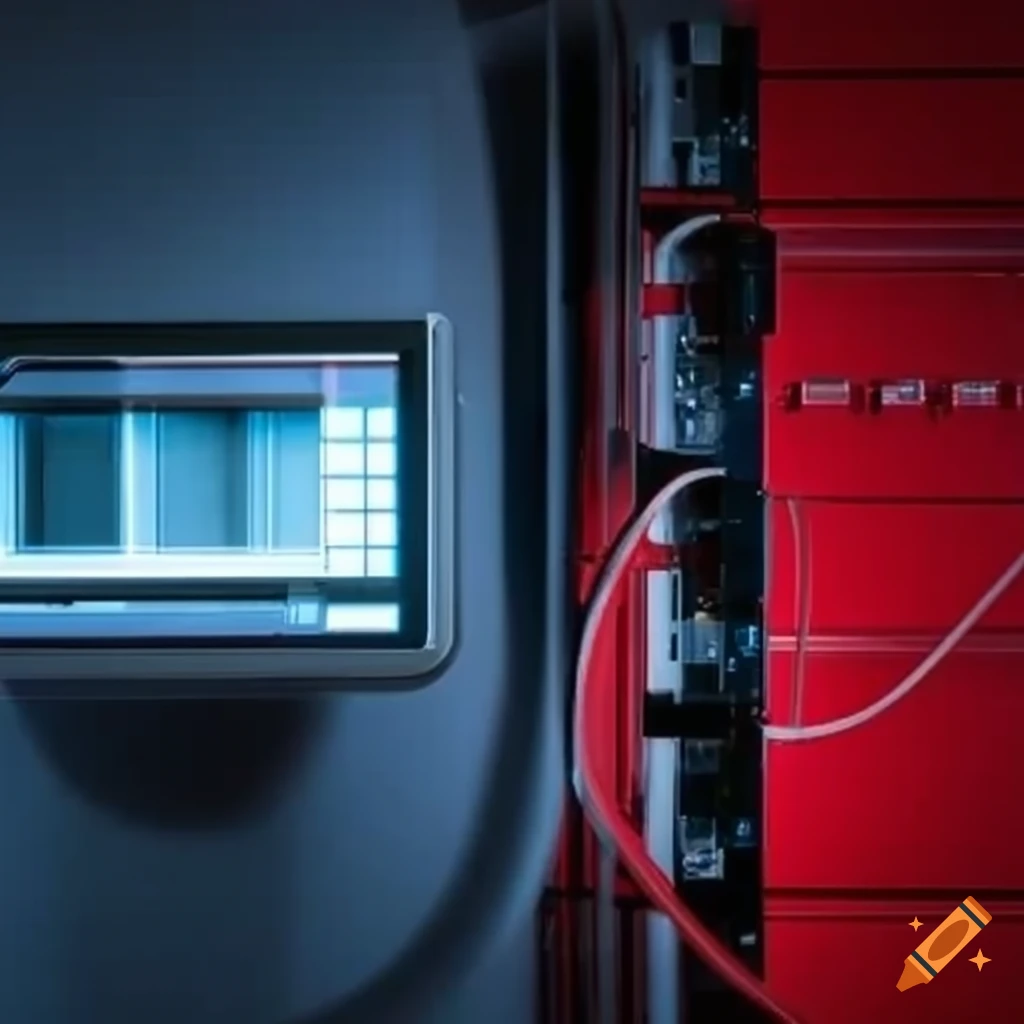 Futuristic heating system interface with white, red and black elements