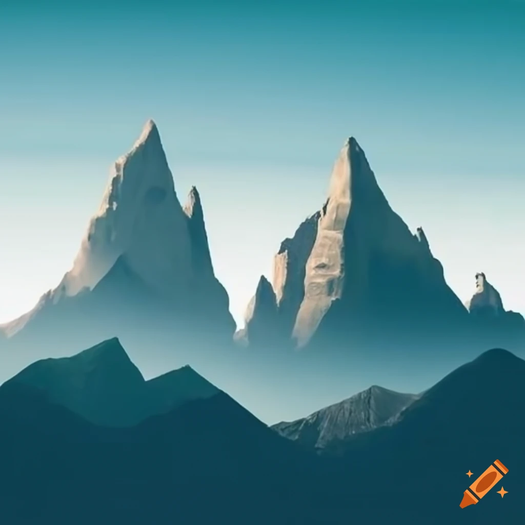 Scenic view of towering mountains on Craiyon