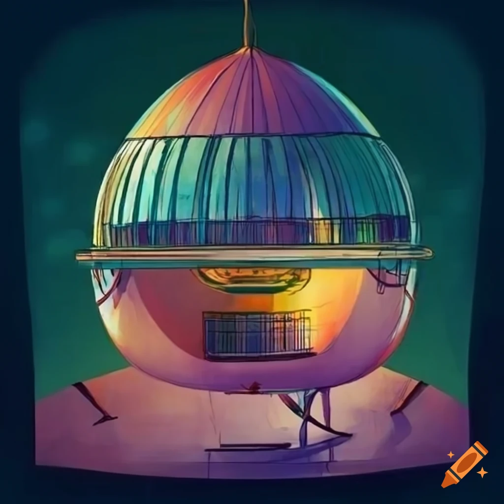 Retro futurism living pod with unique landing stilts on Craiyon