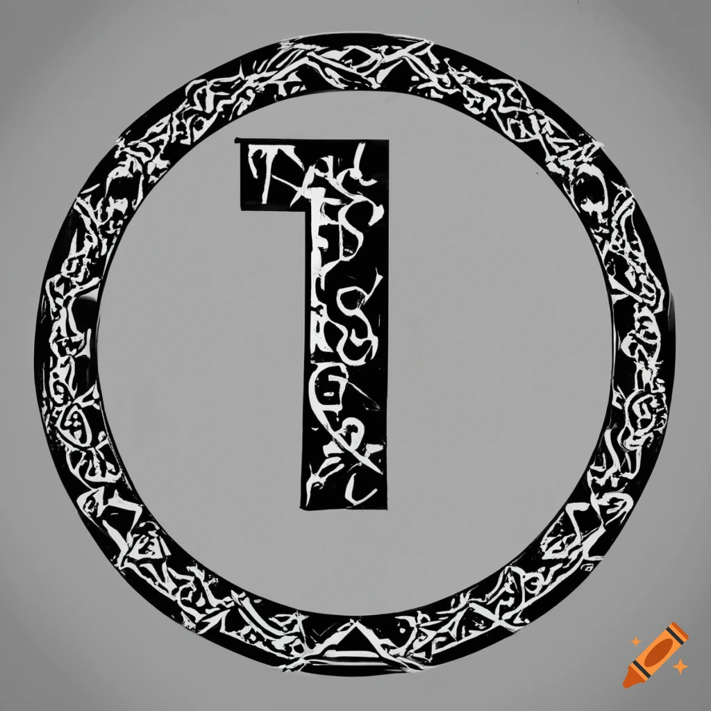 Graphic pentagram with number 1 on Craiyon