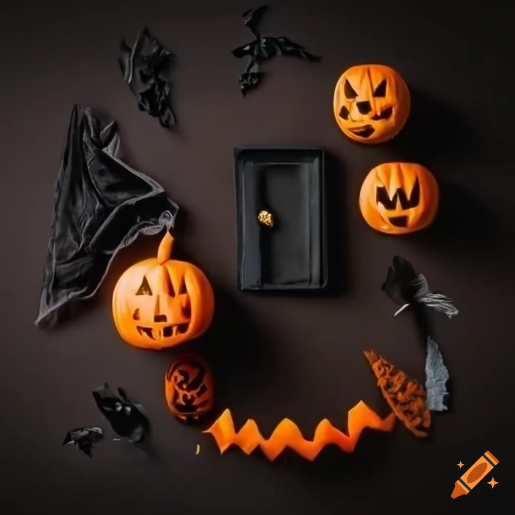 Halloween flat lay table decor on Craiyon