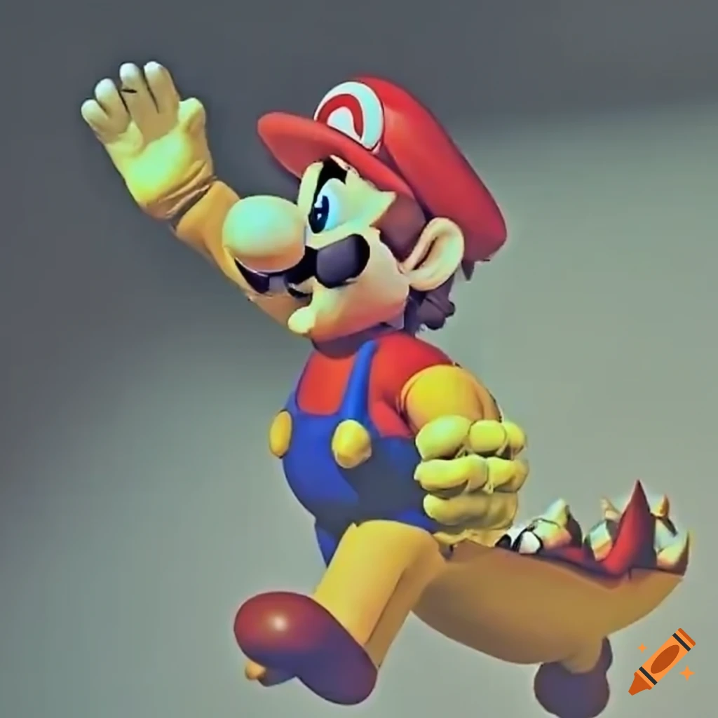 Super Mario escaping from Bowser in a pipe on Craiyon