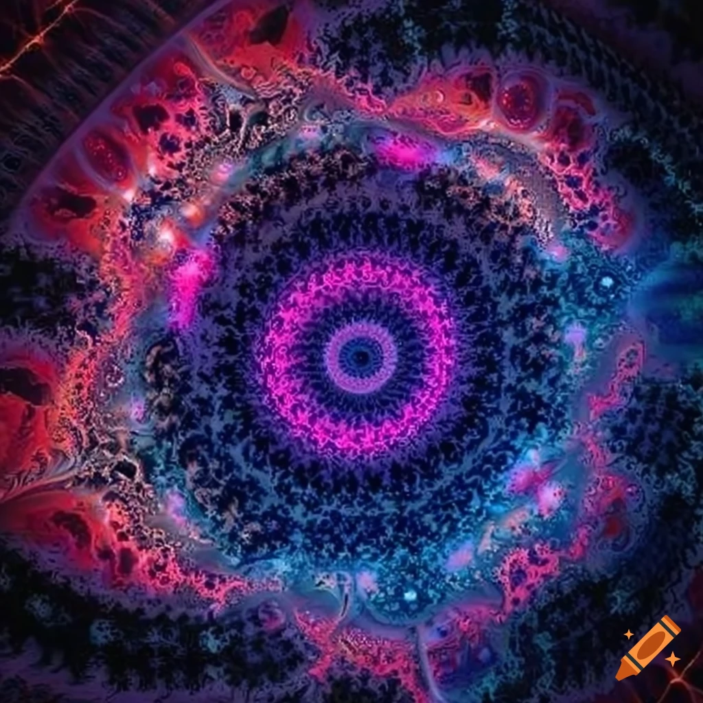 Intricate fractal patterns made of light on Craiyon