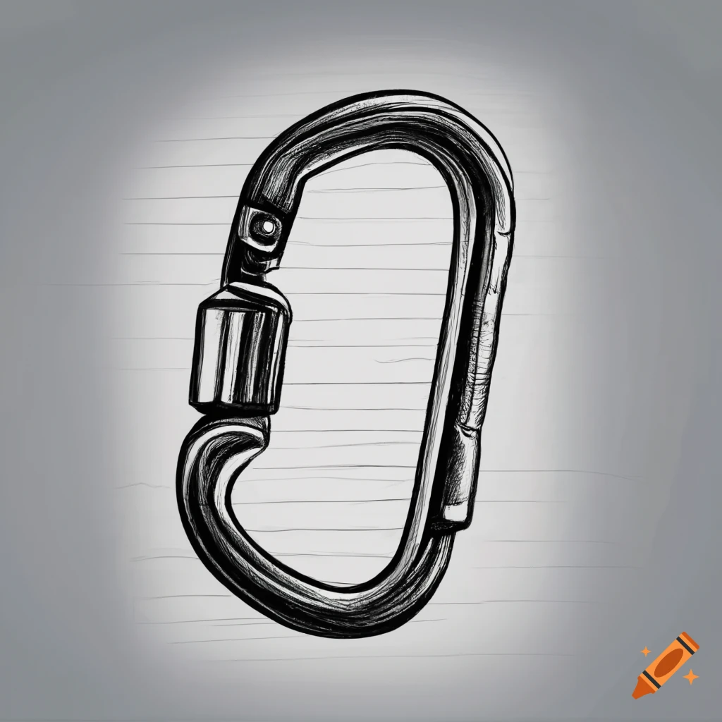 Hand drawn carabiner sketch on Craiyon