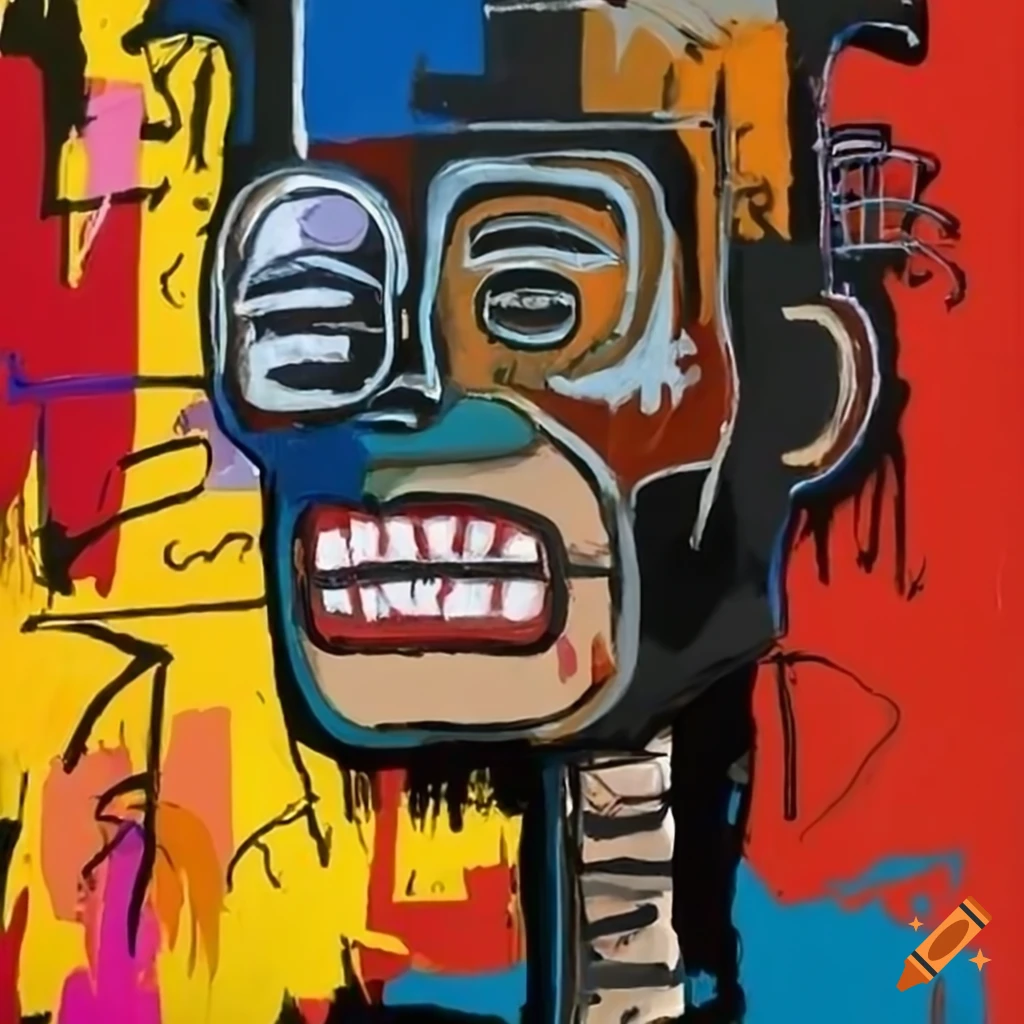 Colorful abstract painting inspired by jean-michel basquiat on Craiyon