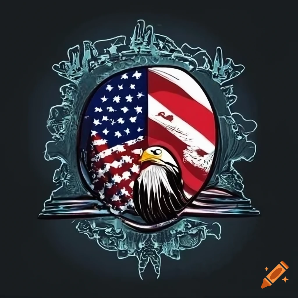 Military sticker design with stars, stripes, and an eagle