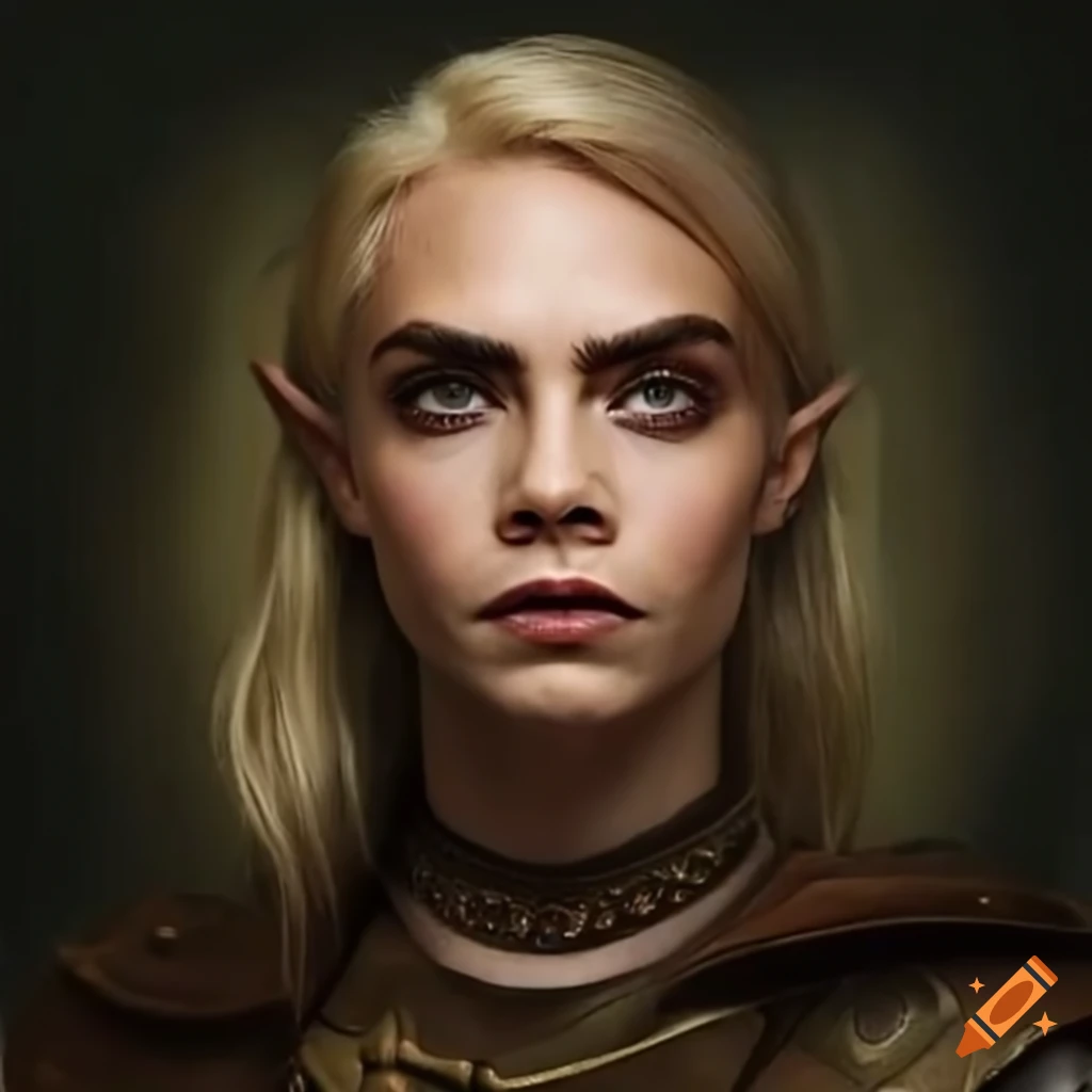 Young adult male elf warlock with red hair in medieval-style armor on ...