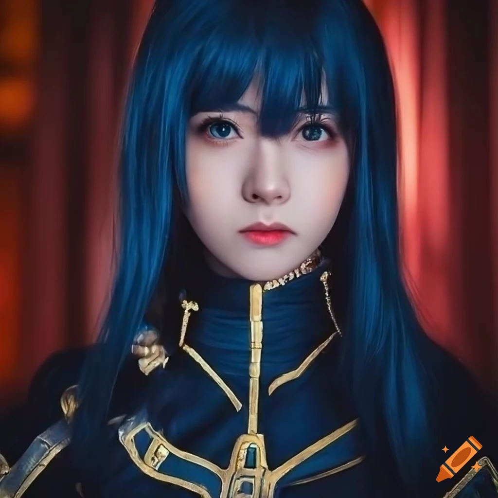 Close-up portrait of a Lucina cosplay on Craiyon