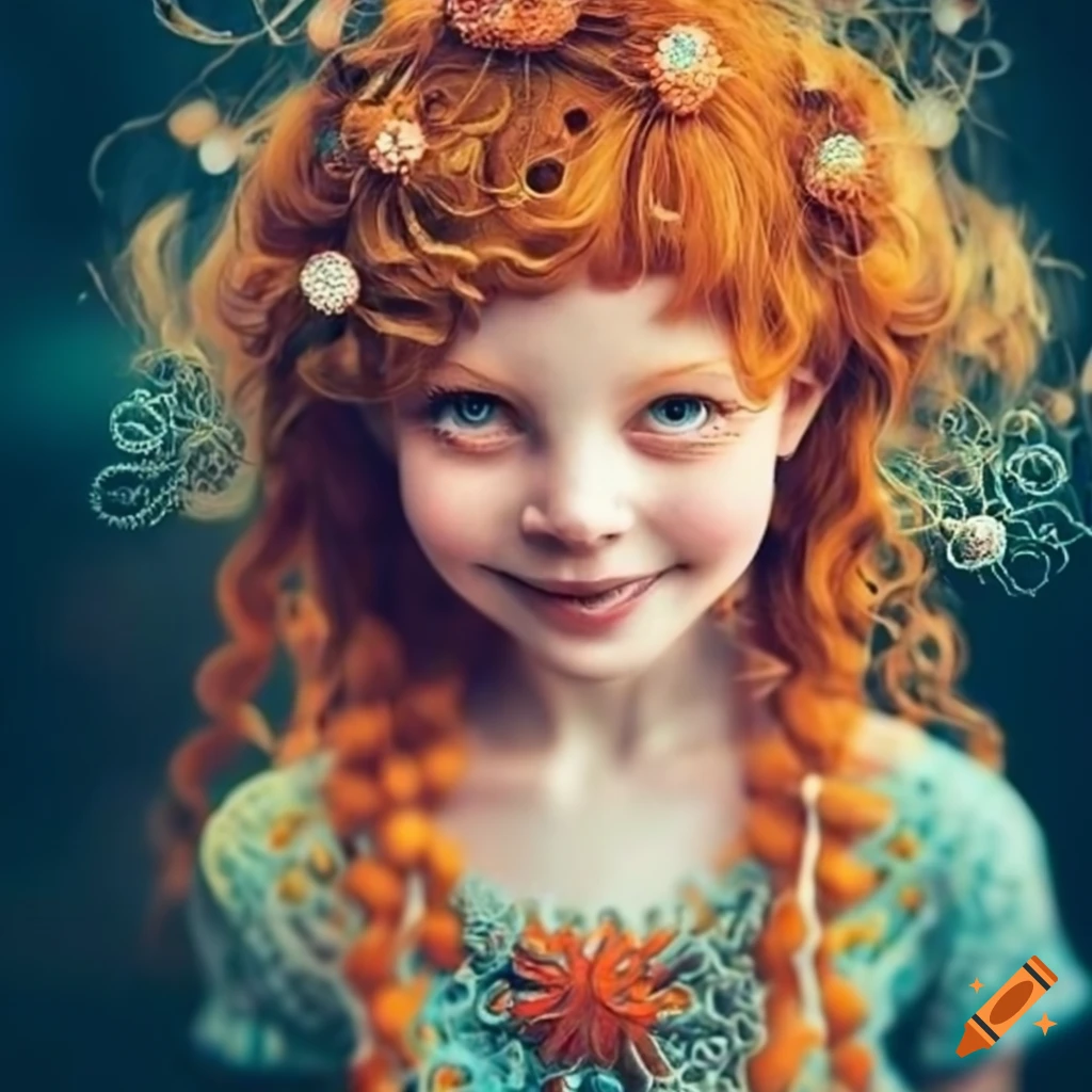 Colorful illustration of adorable ginger-haired girls