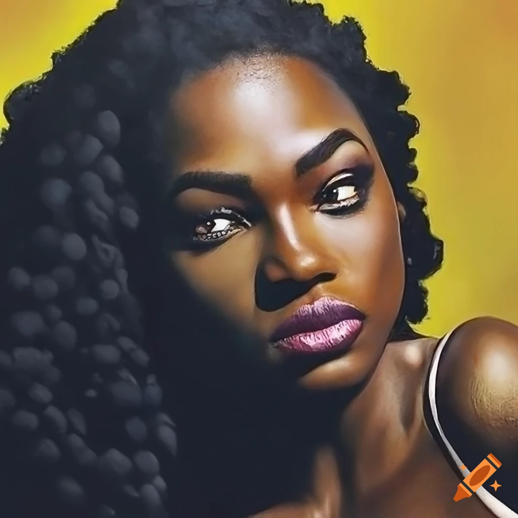 Photograph of an extravagant black woman with a fierce attitude on Craiyon