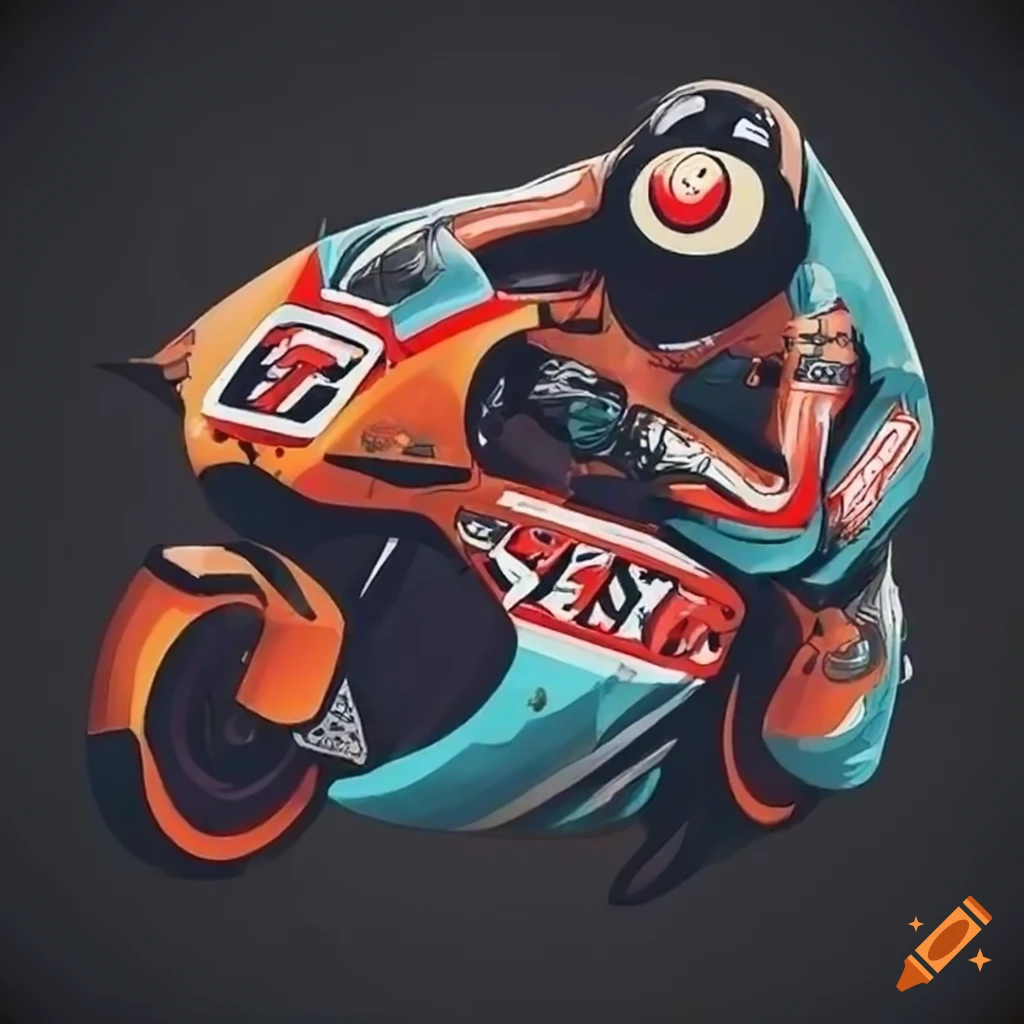 Art illustration of motorcycles racing in MotoGP on Craiyon