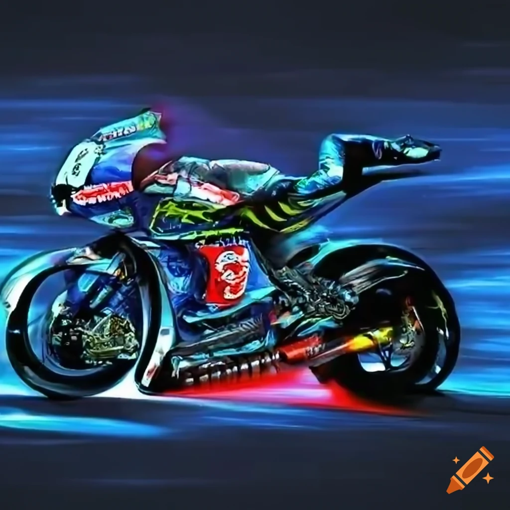 Illustration of motorcycle racers in motogp on Craiyon