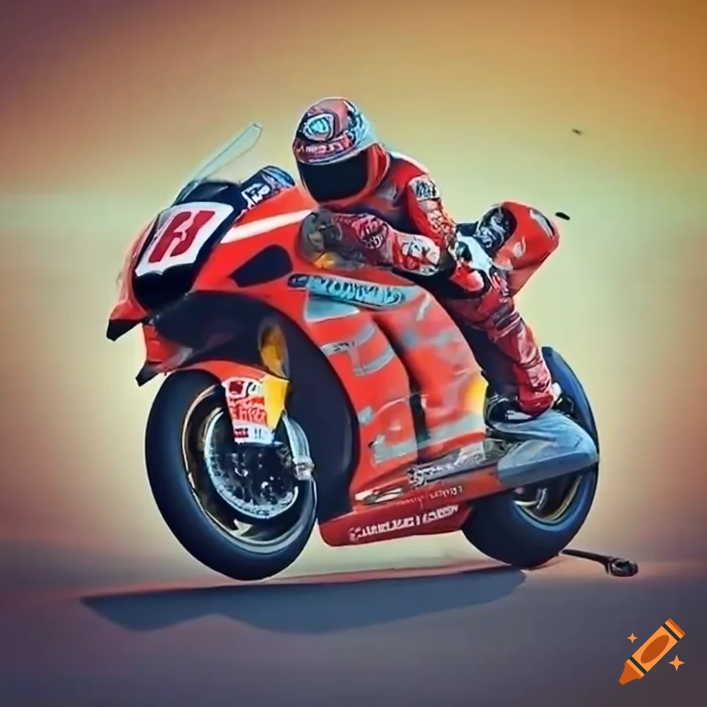 Motogp racers on powerful motorcycles