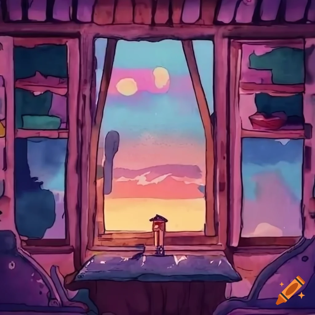 Lofi vibes in a cozy cabin on Craiyon