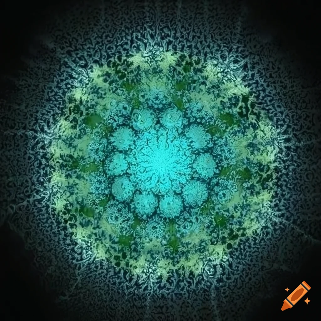 Intricate mandala painting with chakra elements in dark grey and black ...