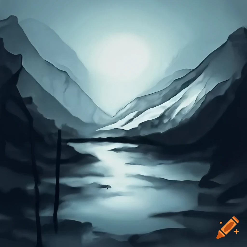 Japanese cherry trees by saltwater mountain lake on Craiyon