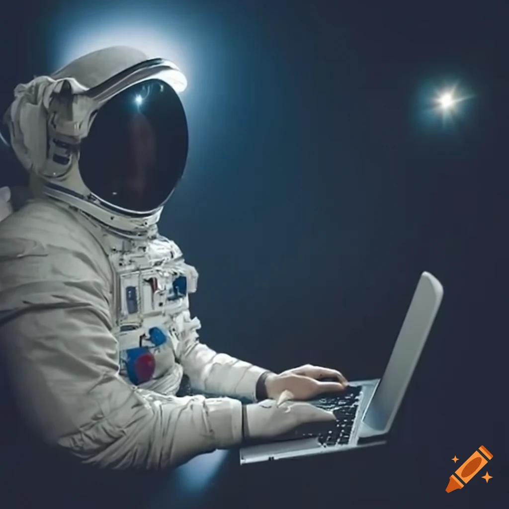 Astronaut using laptop on the moon on Craiyon