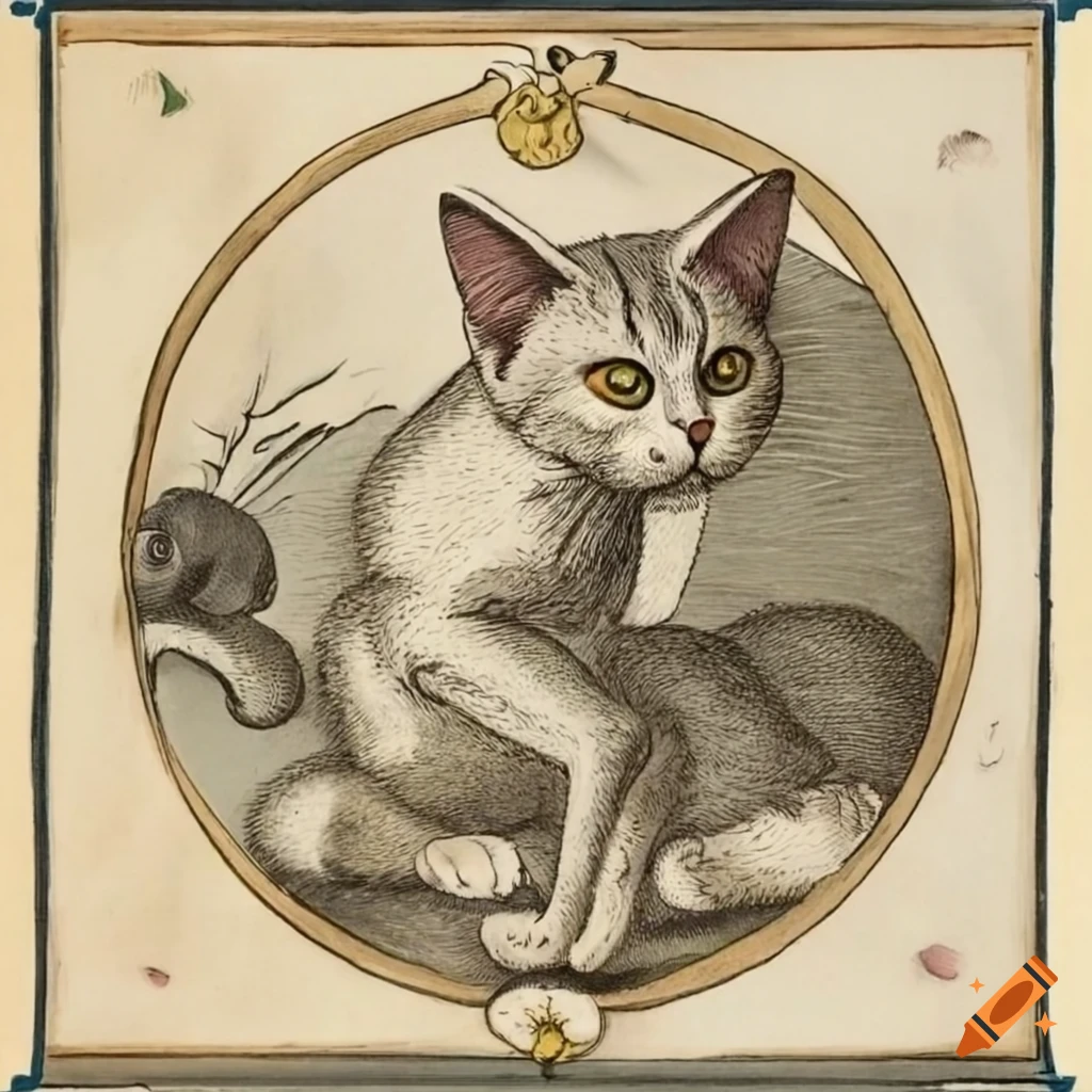 Artwork of a mythical creature with the body of a cat, the head and ...