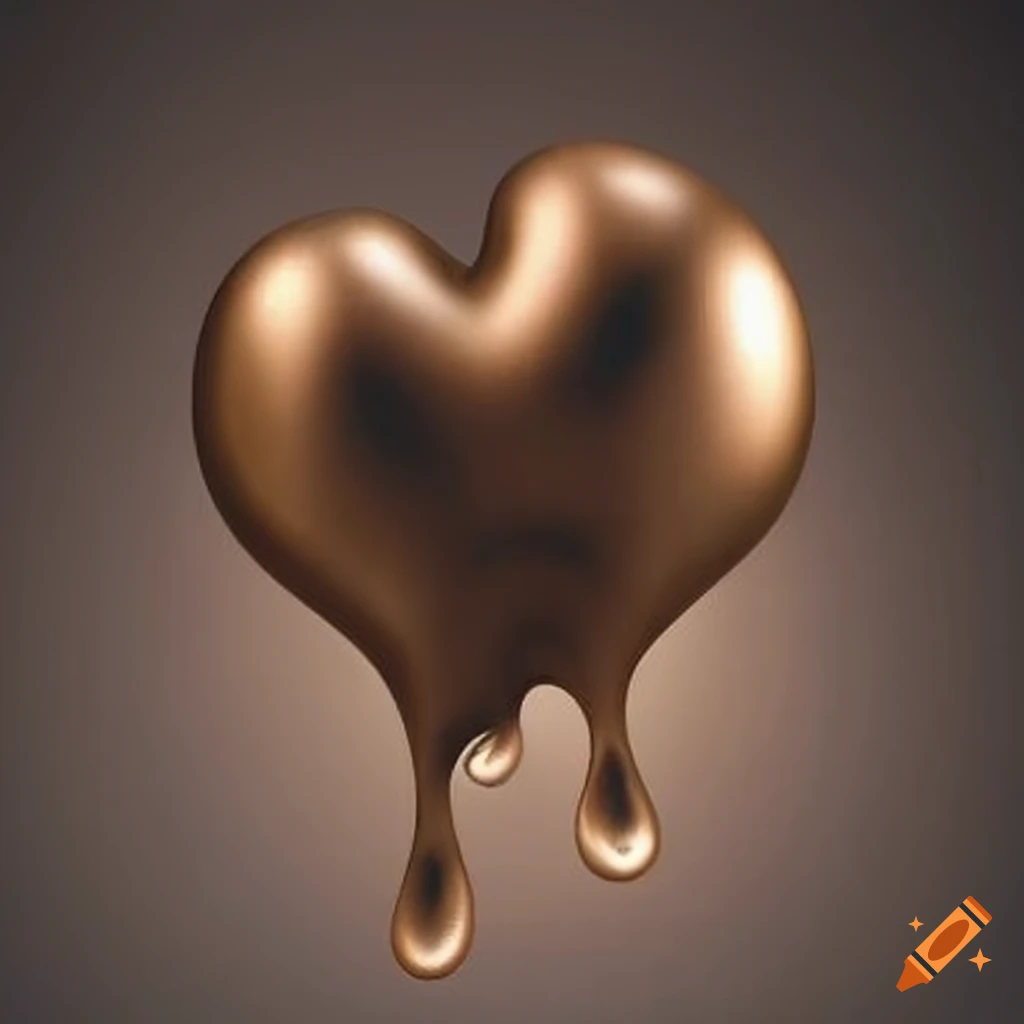 Melting bronze heart sculpture on Craiyon