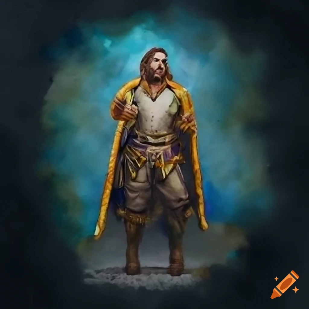 Watercolor painting of a male bard