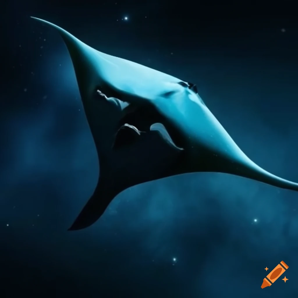 Interstellar spaceship shaped like a manta ray