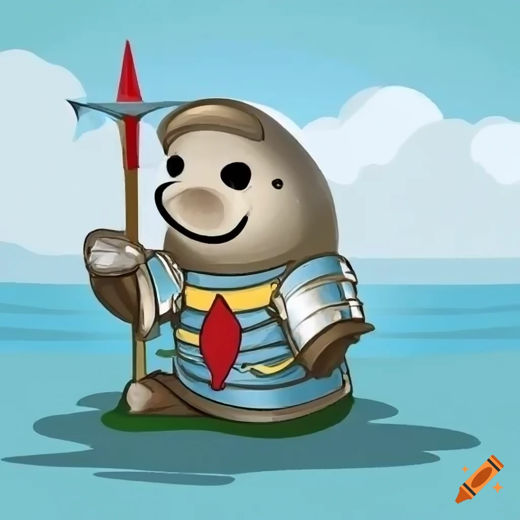 Illustration of a seal in armor with a spear on Craiyon