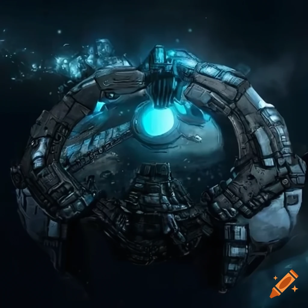 Image of a massive spaceship with a cyborg army on Craiyon