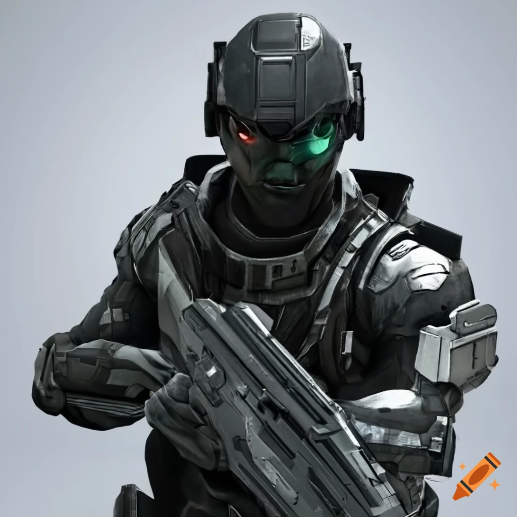 Futuristic soldier ready for battle on Craiyon