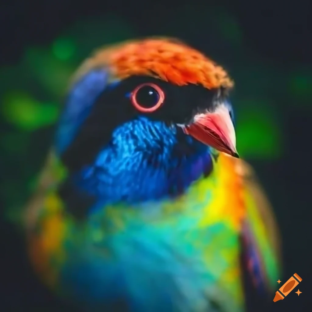 Vibrant bird looking into camera
