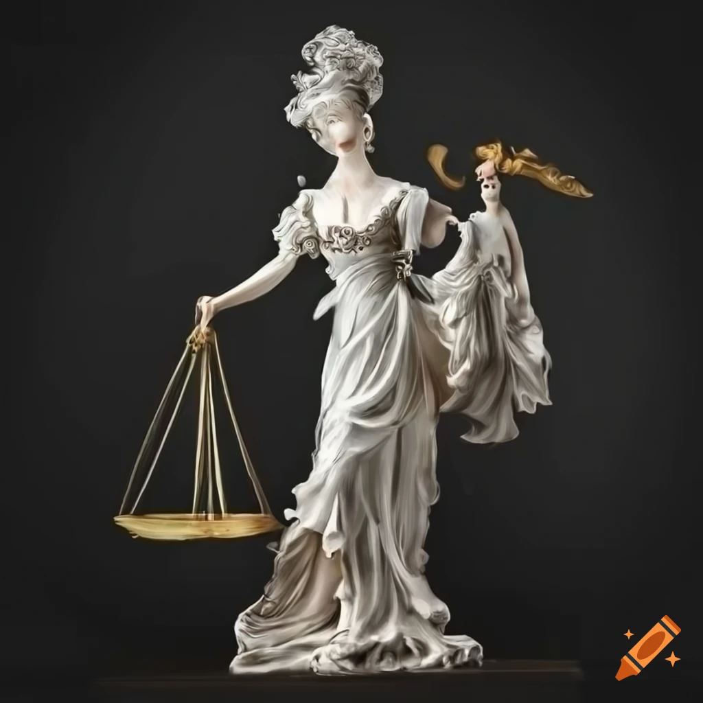 Female divinity of justice holding a scale and a sword on Craiyon