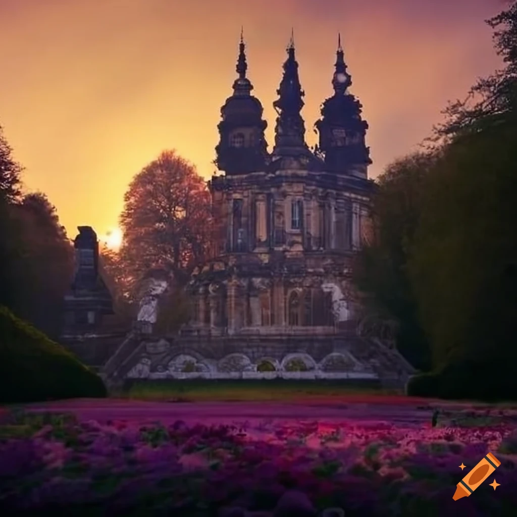 Garden house in dresden with cathedral window