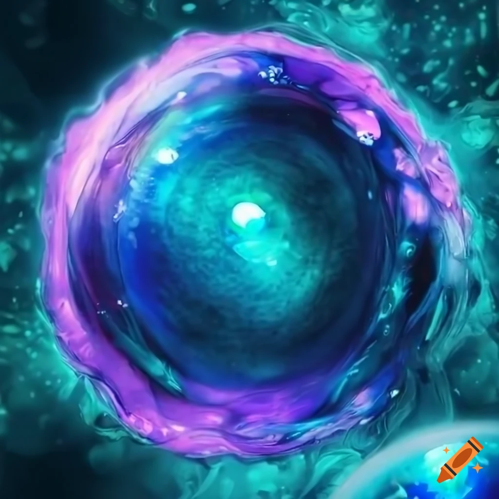 Ethereal texture of a crystal underwater anime eye