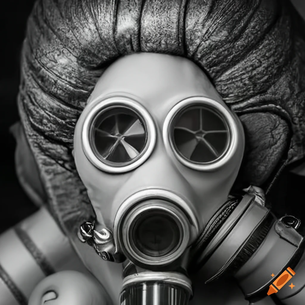 Intriguing white gas mask with intricate details