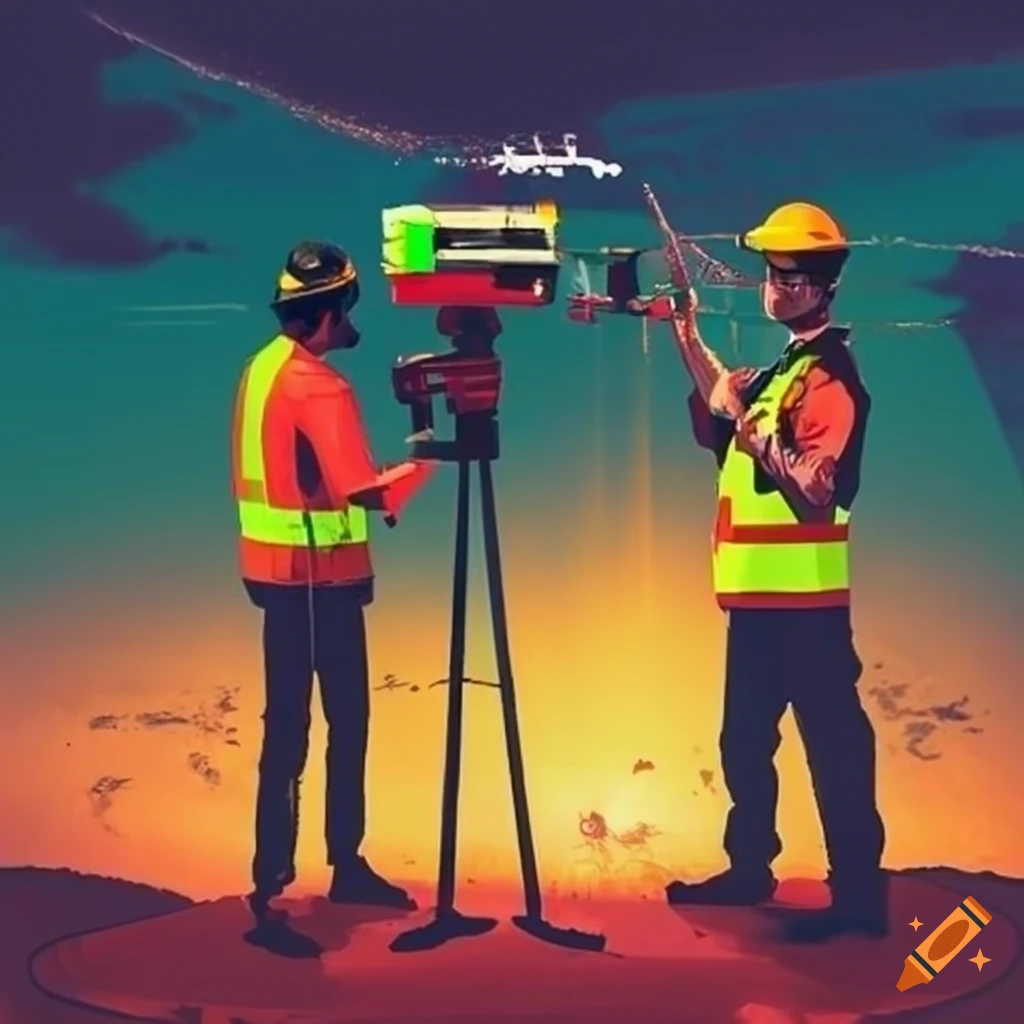 Safety poster for surveying, engineering, and construction on Craiyon