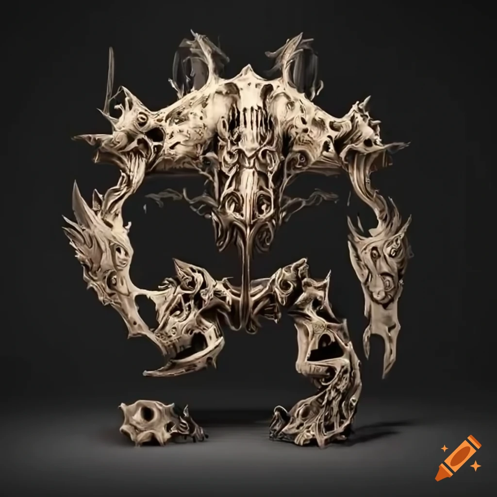 Intricately detailed fantasy-inspired bone mech