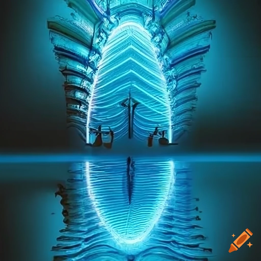 Electric blue neon sign glowing in the dark on Craiyon