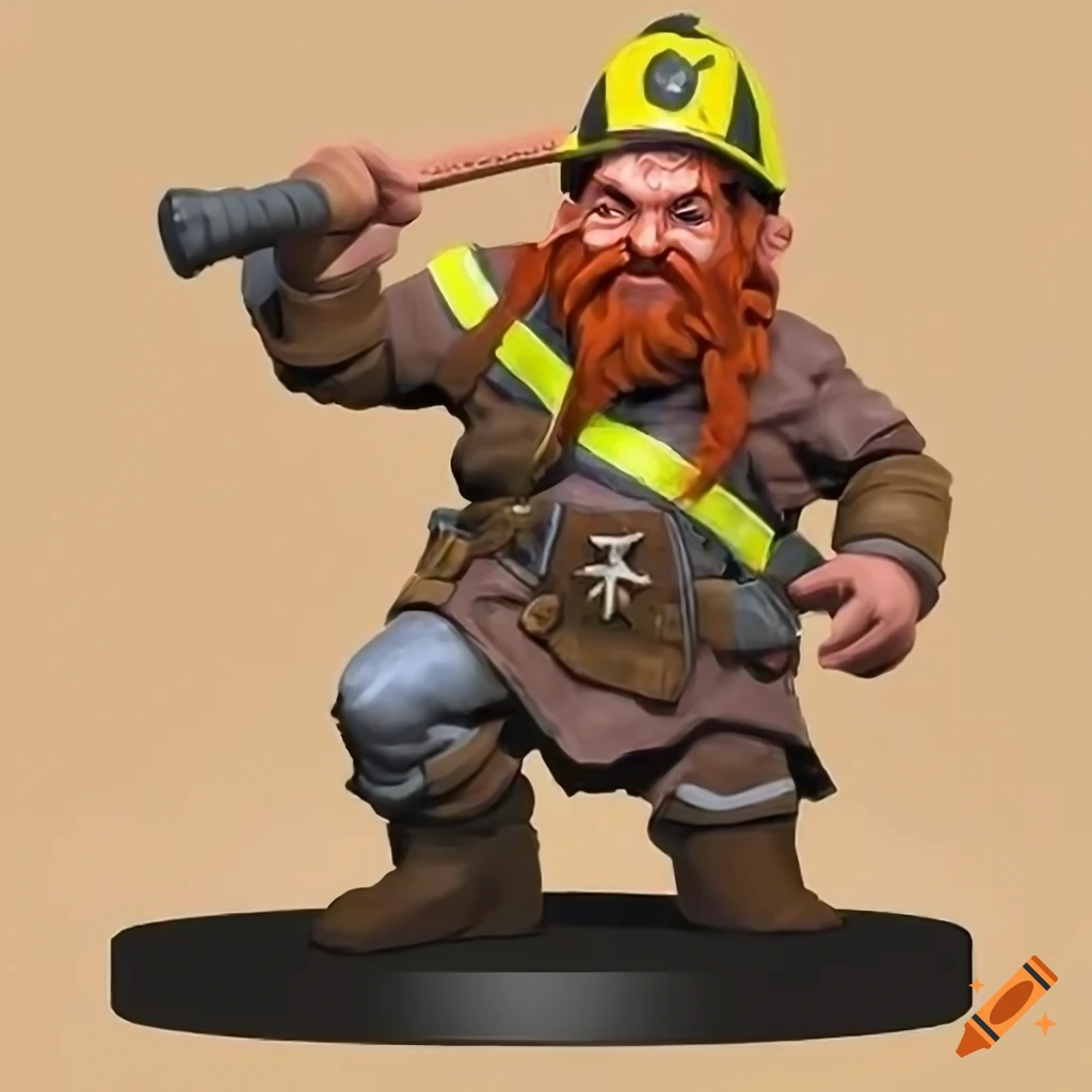 Image of a male dwarf firefighter on Craiyon