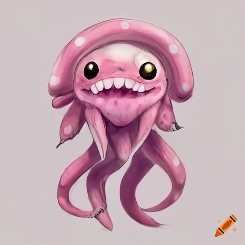 Pink Pokemon with tentacles and jagged teeth on Craiyon