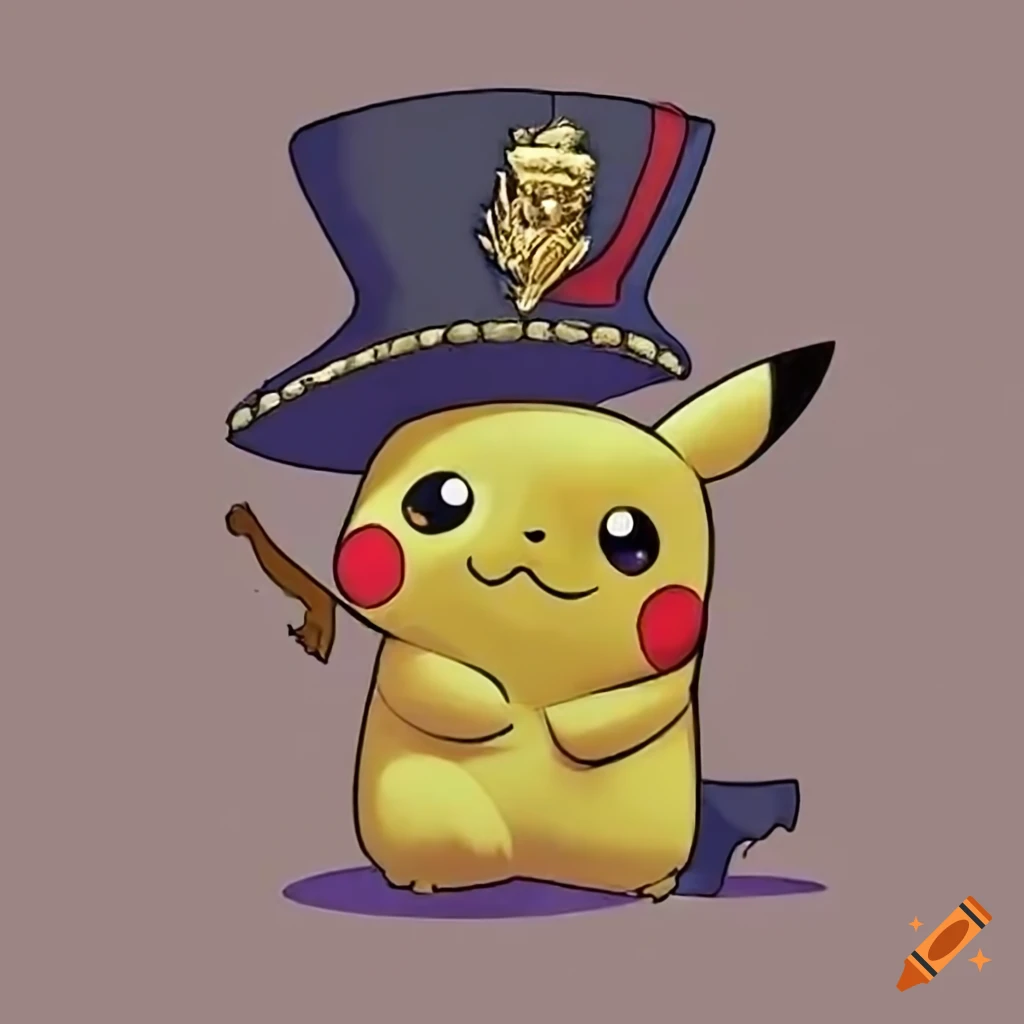 Pikachu wearing a napoleon hat