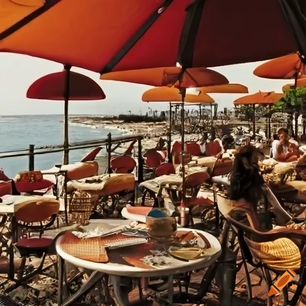 Terrace cafe in a Mediterranean city on Craiyon