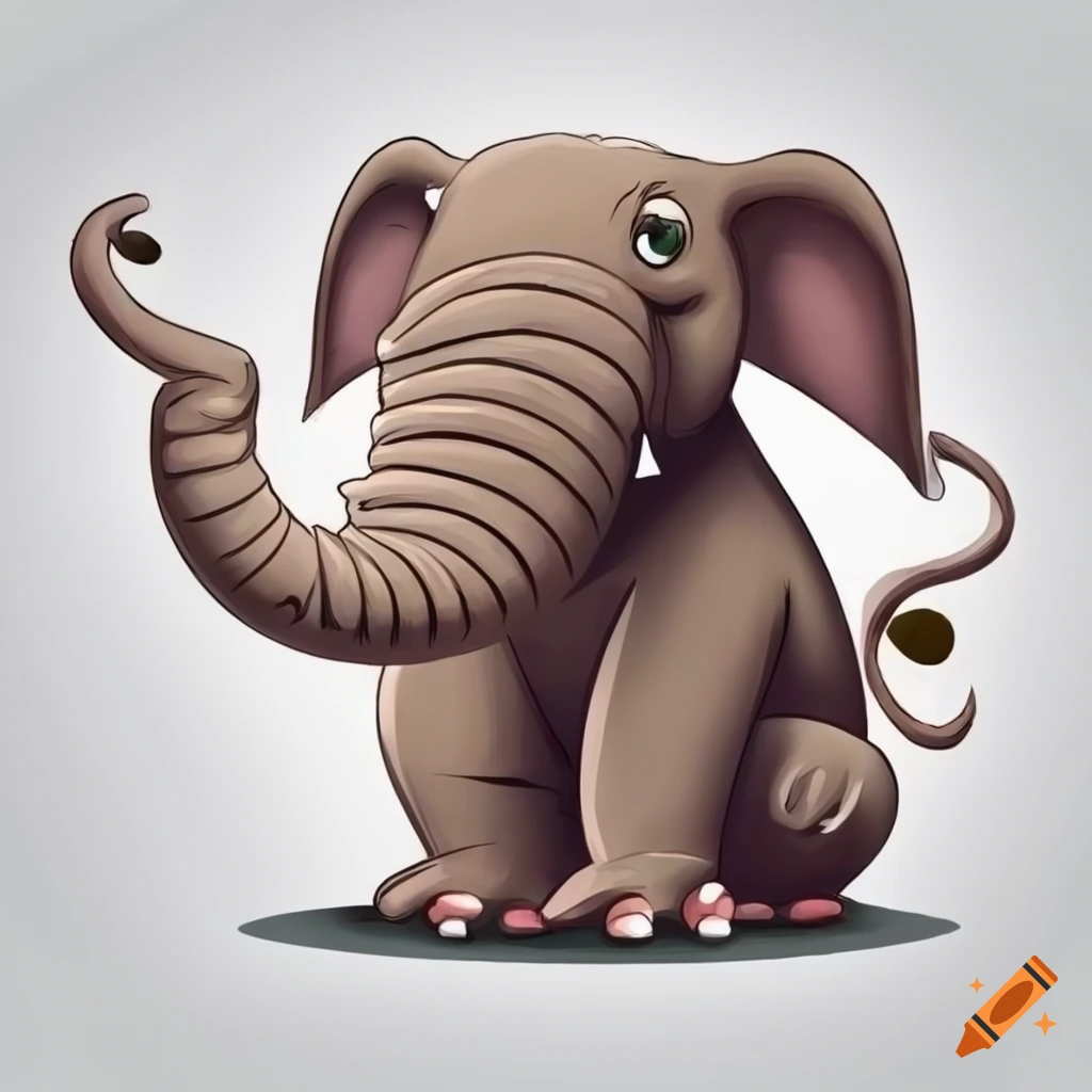 Cartoon elephant illustration on Craiyon