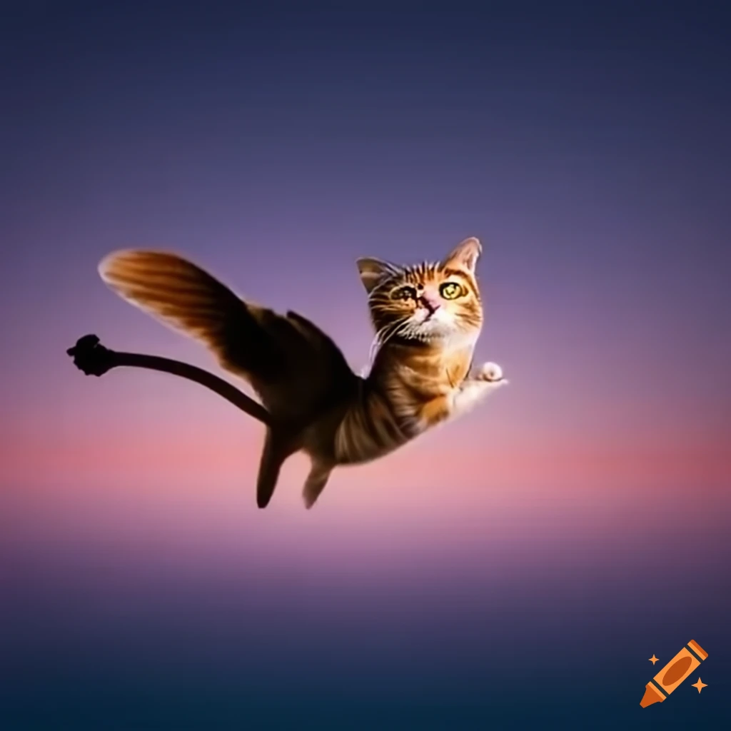 Cat flying in the sky