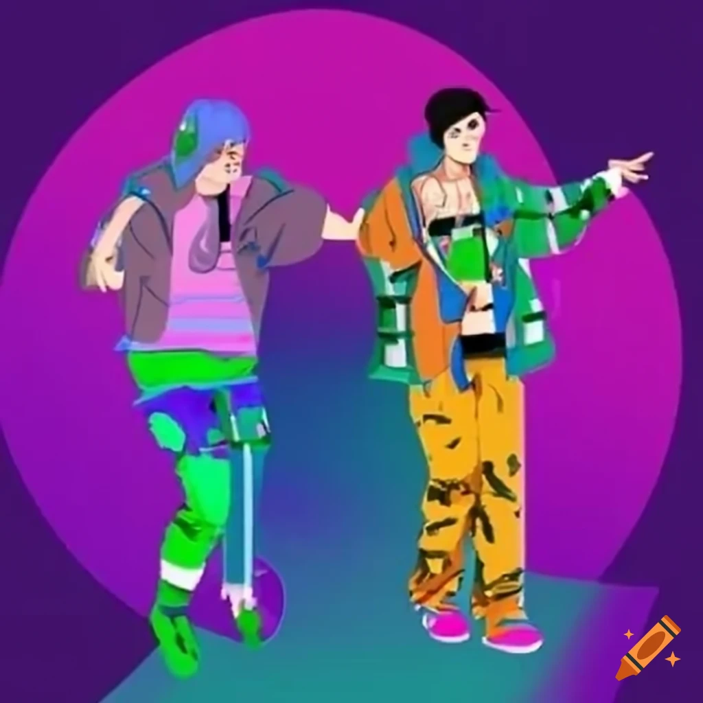 Y2k rave with modern lights and people dancing in 90's attire on Craiyon