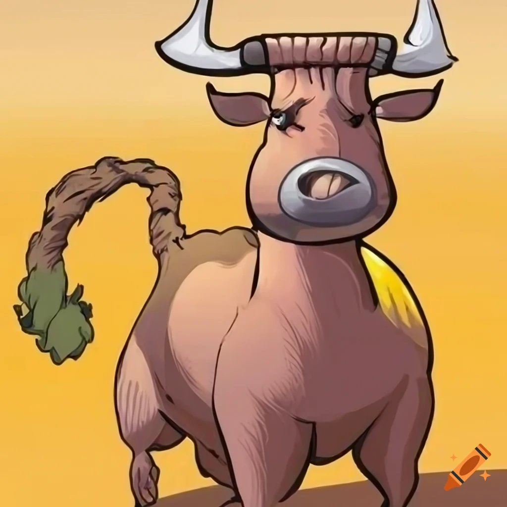 Cartoon big white buffalo smoking a cigar on Craiyon