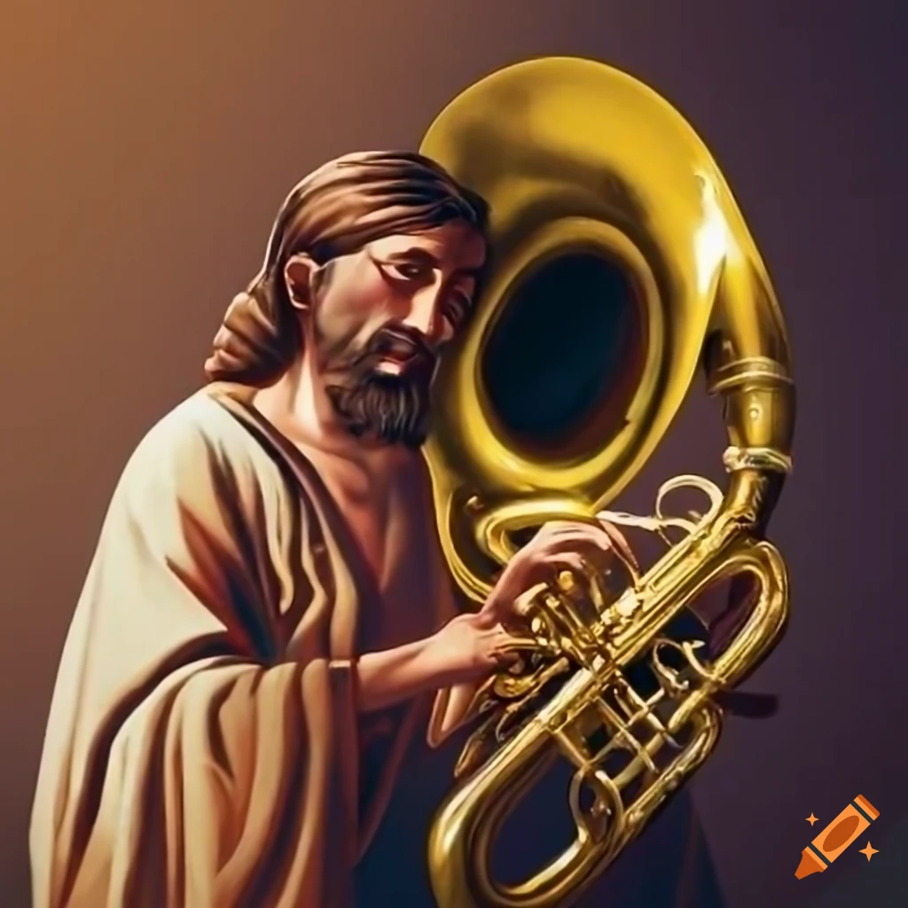 Jesus playing the drums on Craiyon