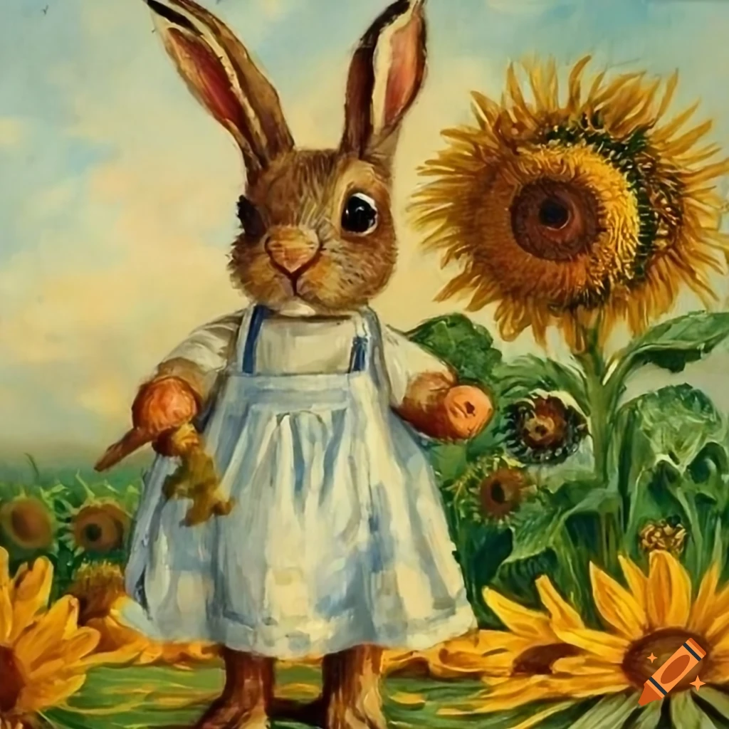 Monet painting of two rabbits with carrots on Craiyon