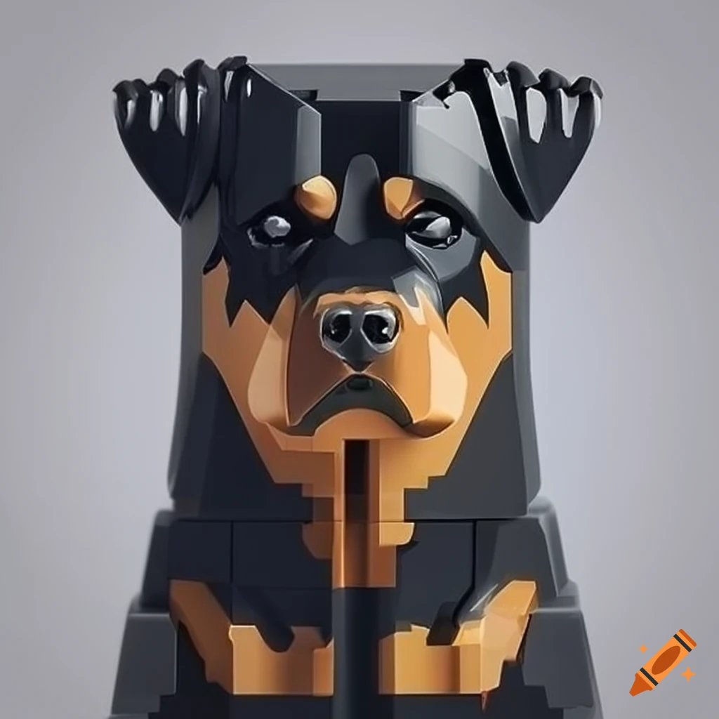 Lego representation of a rottweiler on Craiyon